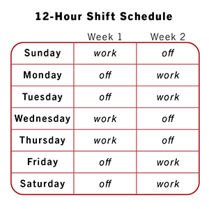 Weekly Employee 12 Hour Shift Schedule Mon To Sat